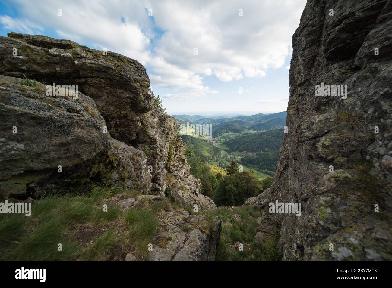 landscape with a rock, the rock is below the Belchen summit in the ...