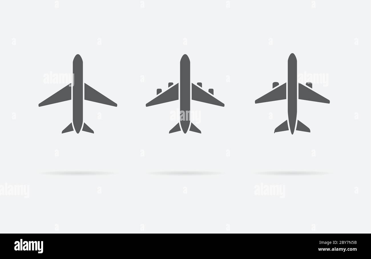 Aircraft or Airplane Icons Set Collection Vector Silhouette Set ...