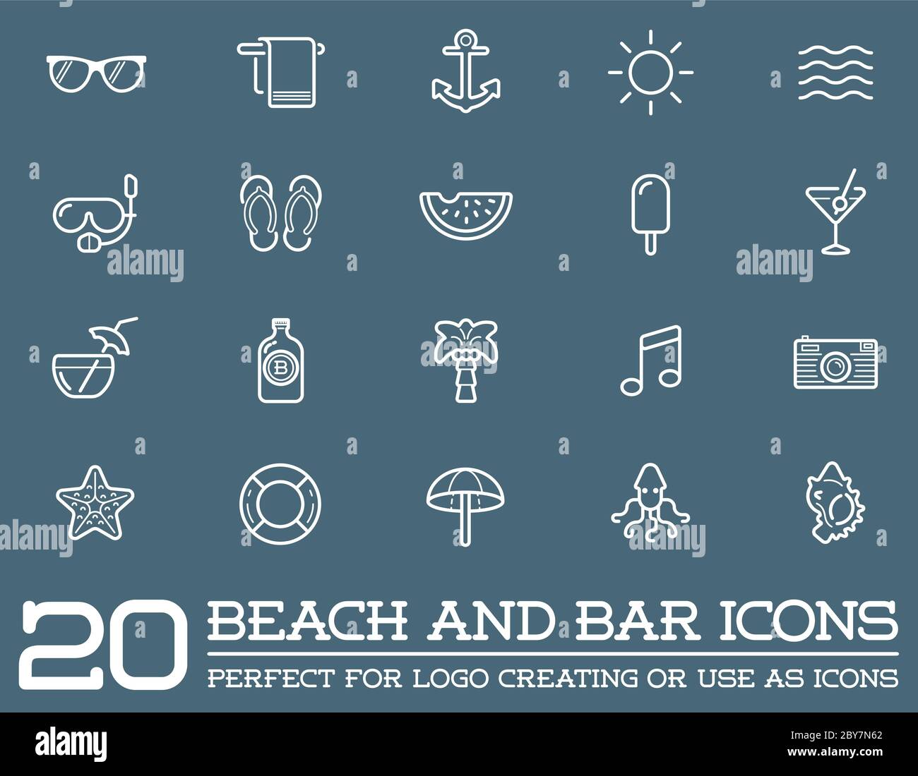 Set of Vector Beach Sea Bar Elements and Summer can be used as Logo or ...