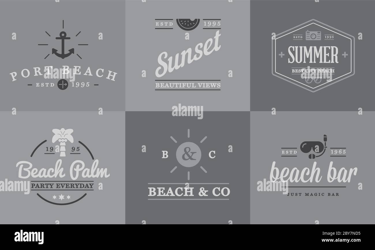 Set of Vector Beach Sea Bar Elements and Summer can be used as Logo or ...