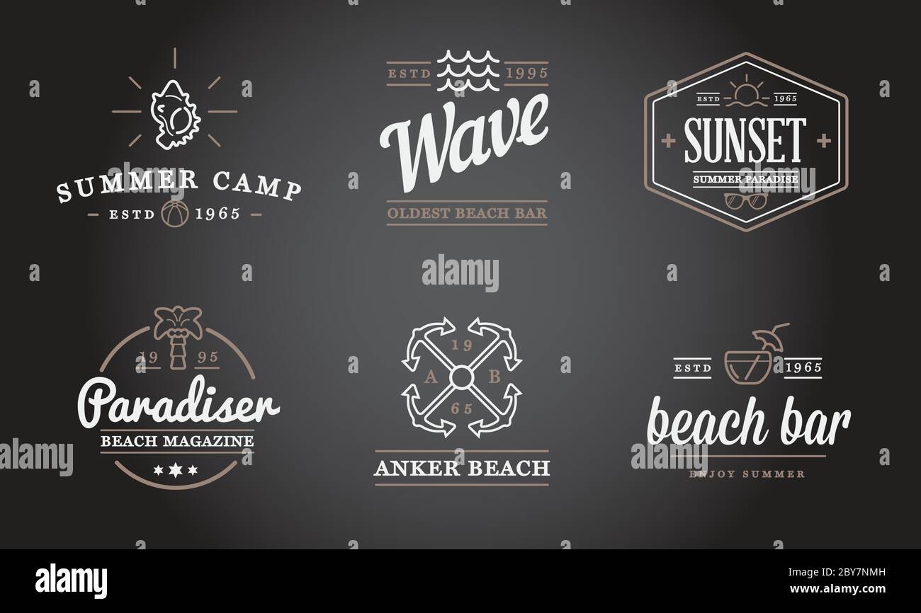 Set of Vector Beach Sea Bar Elements and Summer can be used as Logo or ...