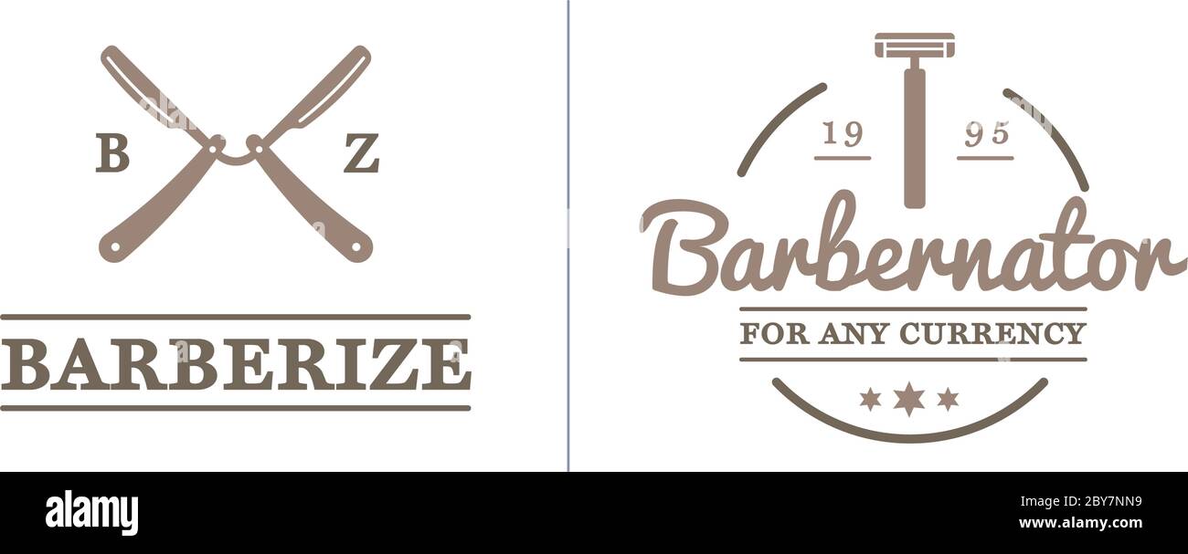 Set of Vector Barber Shop Elements and Shave Shop Icons Illustration ...