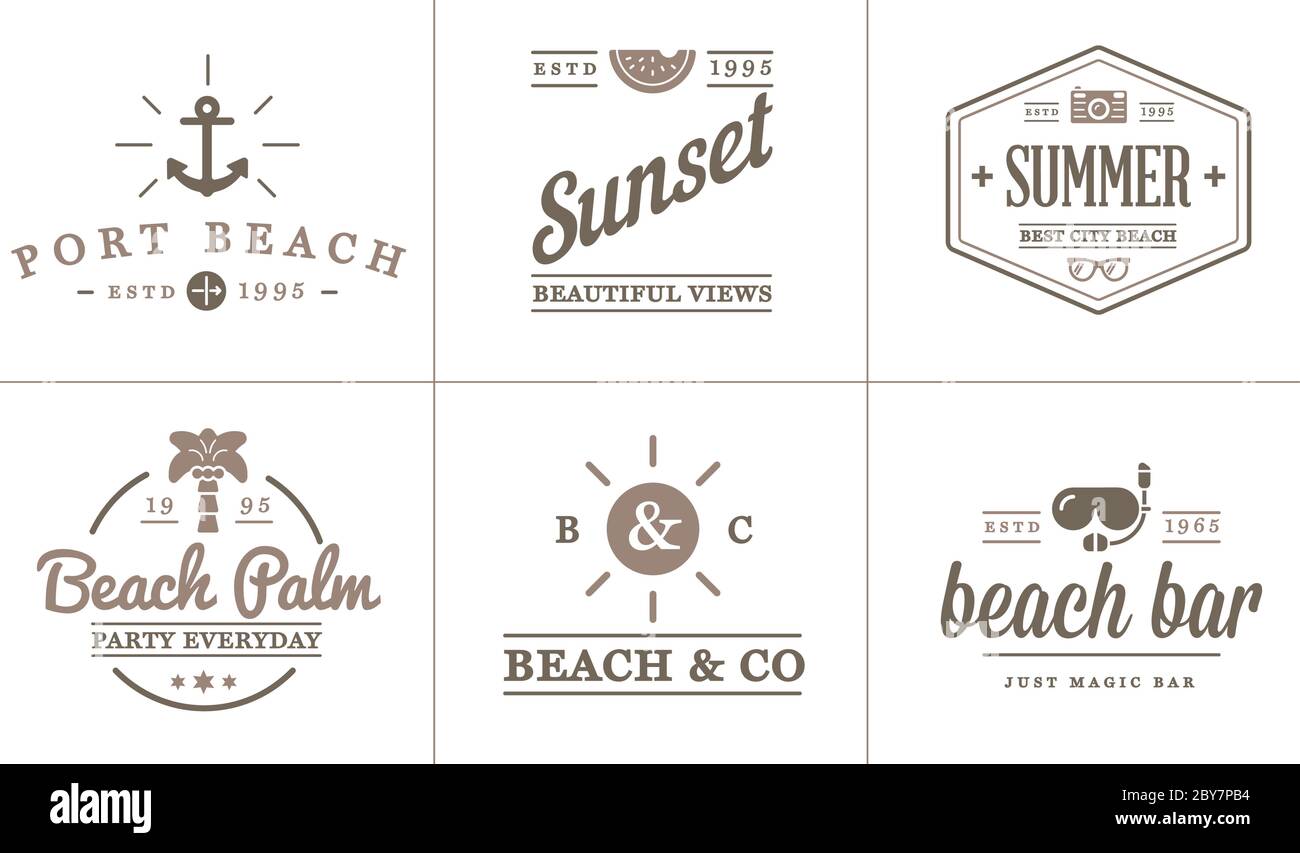 Set of Vector Beach Sea Bar Elements and Summer can be used as Logo or ...