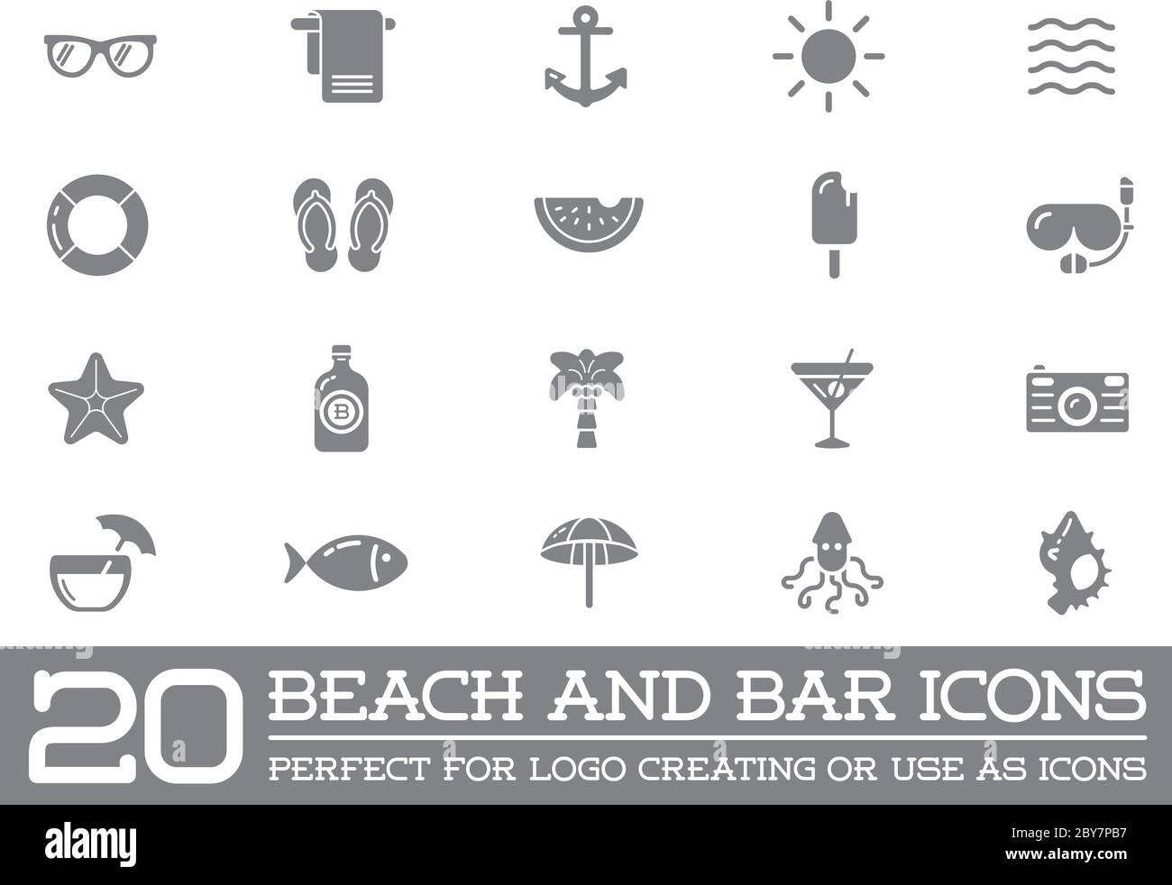 Set of Vector Beach Sea Bar Elements and Summer can be used as Logo or ...