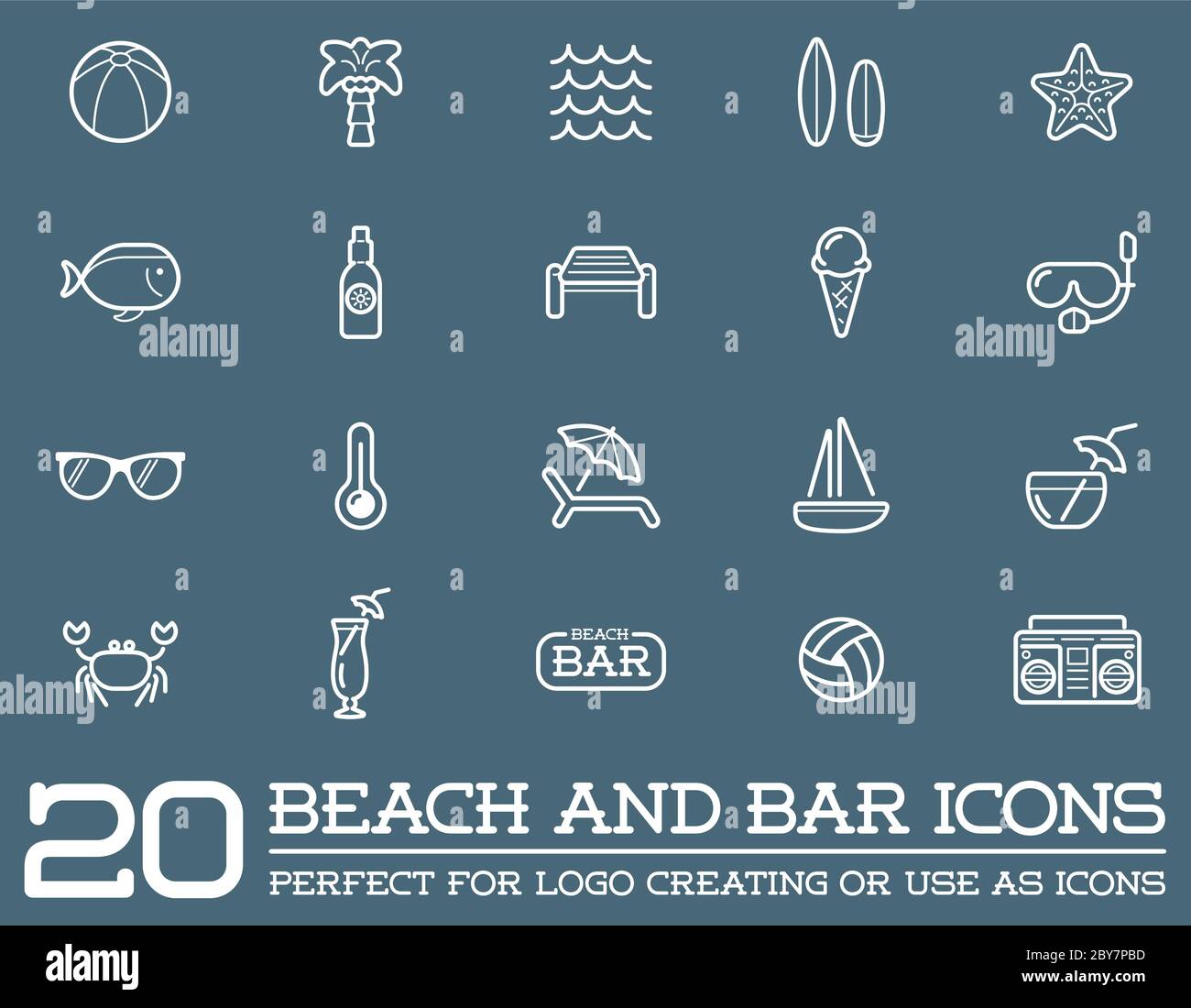 Set of Vector Beach Sea Bar Elements and Summer can be used as Logo or ...
