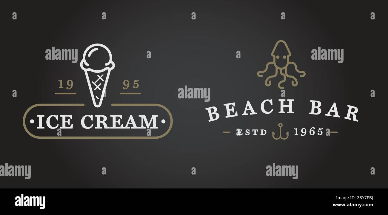 Set of Vector Beach Sea Bar Elements and Summer can be used as Logo or ...