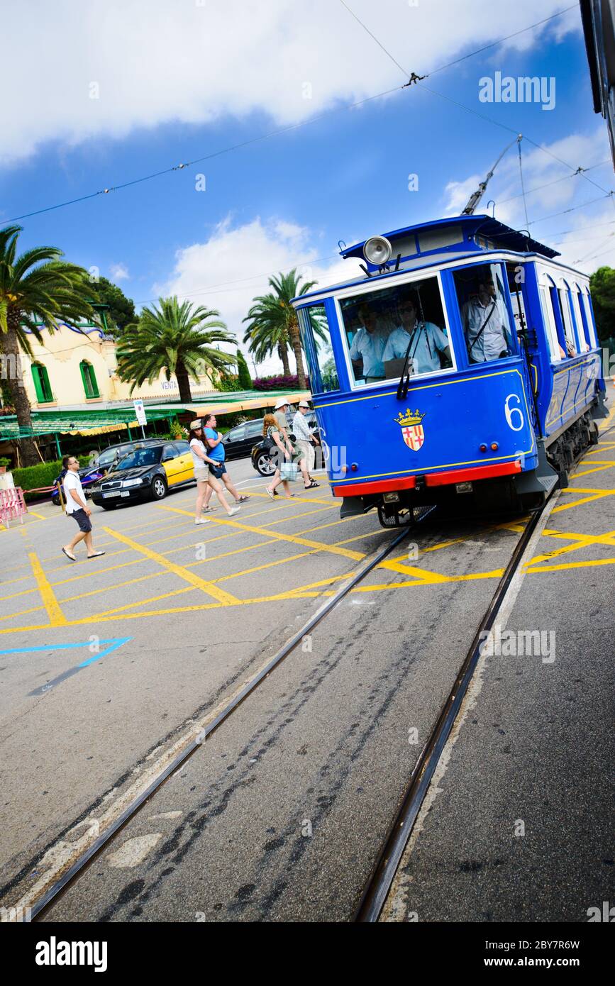 blue tram editorial Stock Photo - Alamy