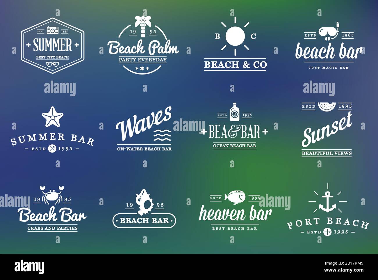 Set of Vector Beach Sea Bar Elements and Summer can be used as Logo or ...