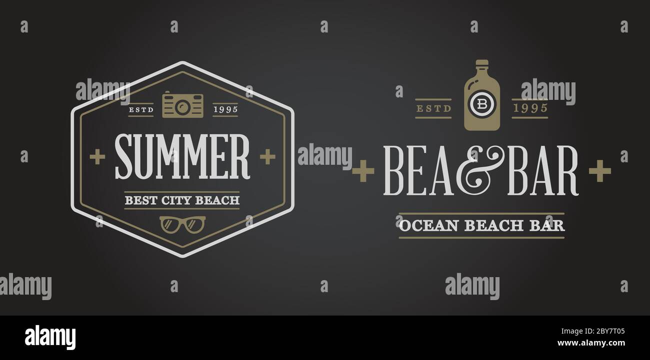 Set of Vector Beach Sea Bar Elements and Summer can be used as Logo or ...