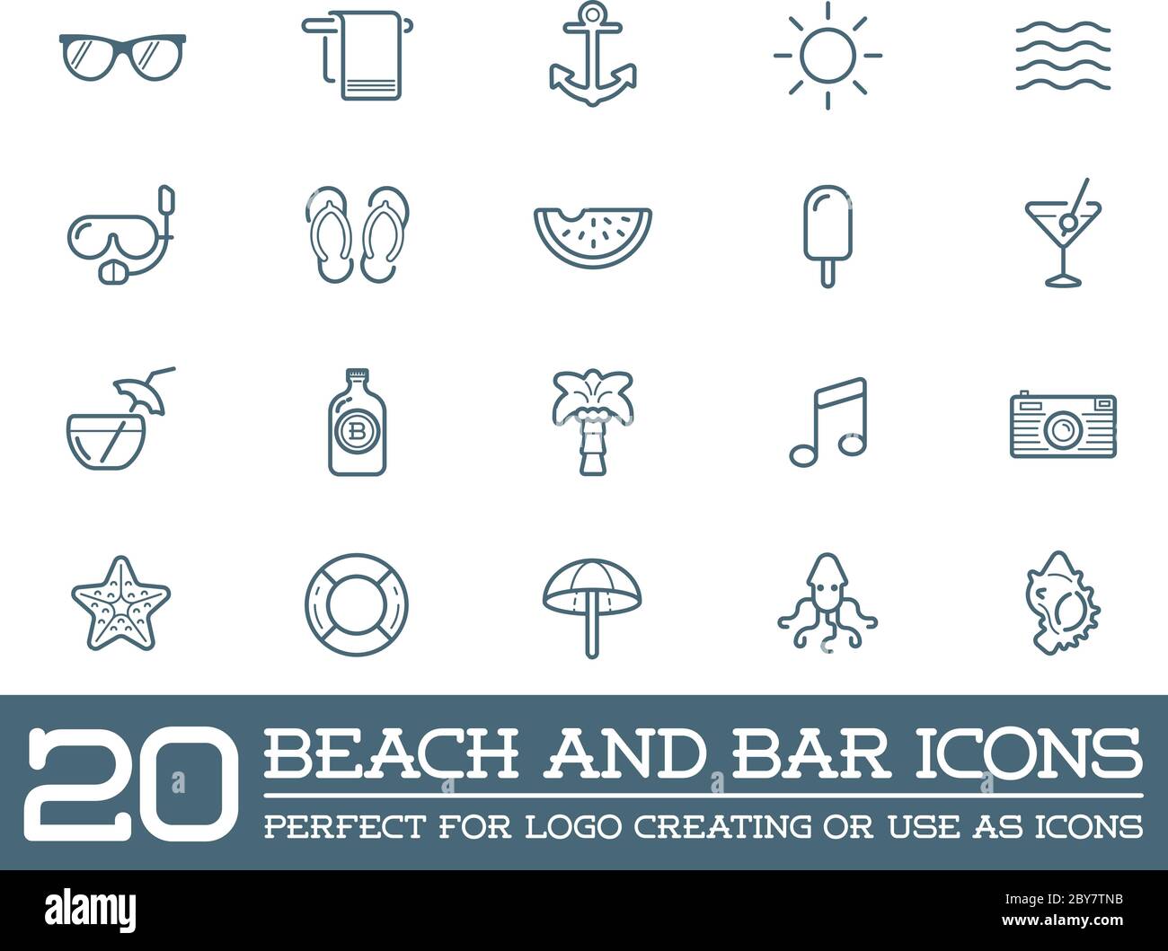 Set of Vector Beach Sea Bar Elements and Summer can be used as Logo or ...