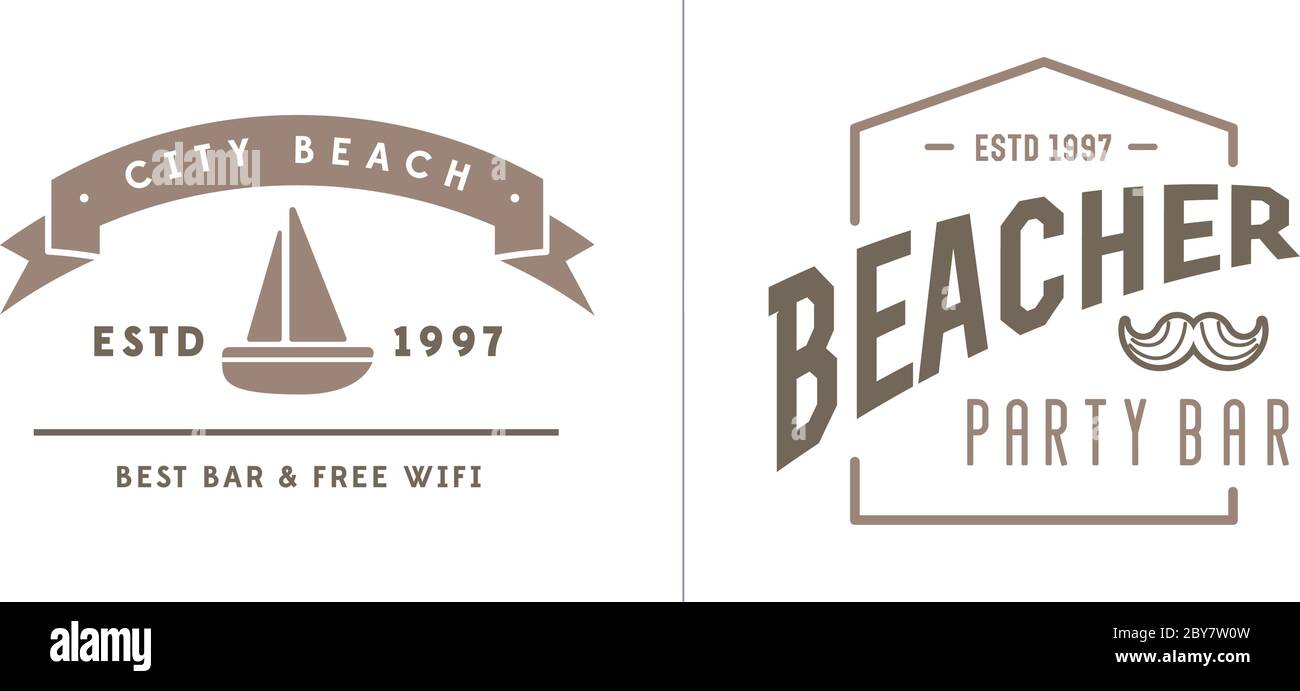 Set of Vector Beach Sea Bar Elements and Summer can be used as Logo or ...