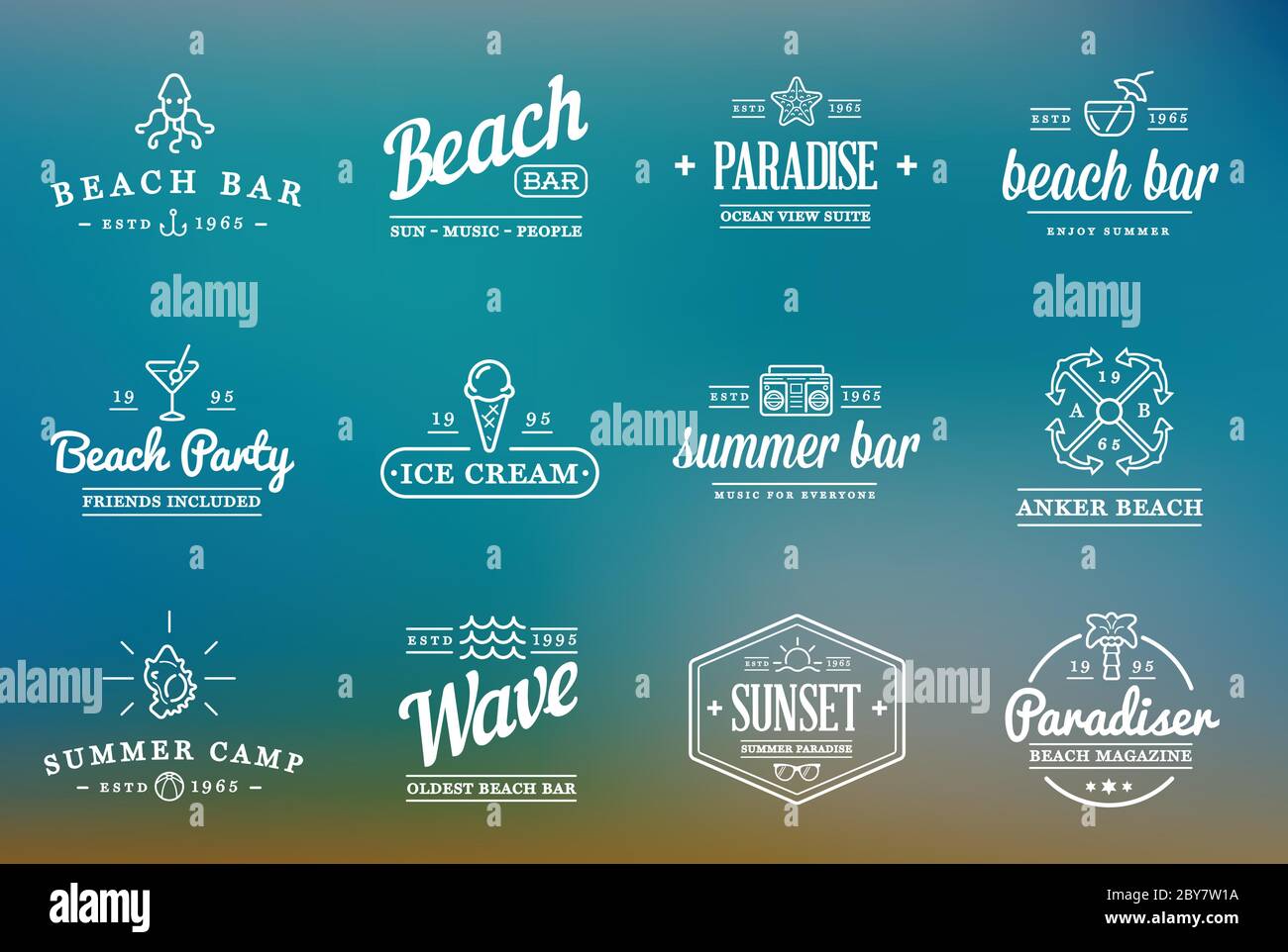 Set of Vector Beach Sea Bar Elements and Summer can be used as Logo or ...