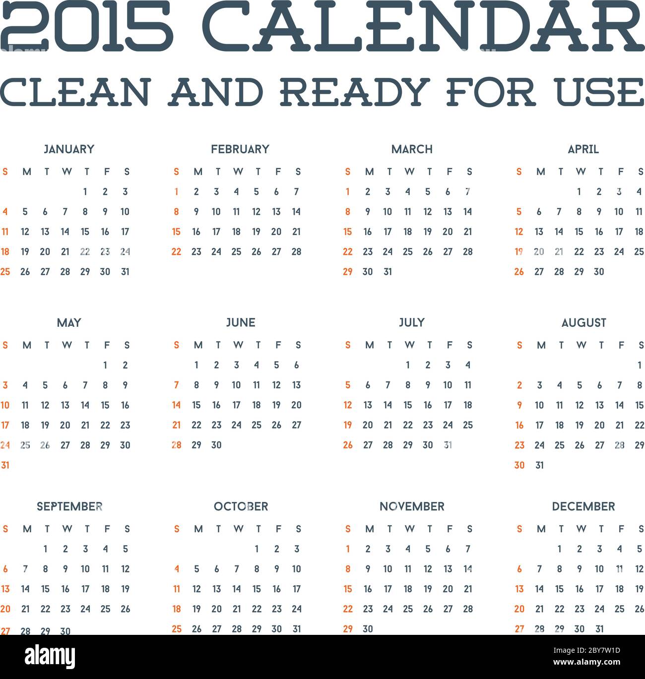 2015 Clean Calendar Template Mockup Brochure Business Simple and Ready ...