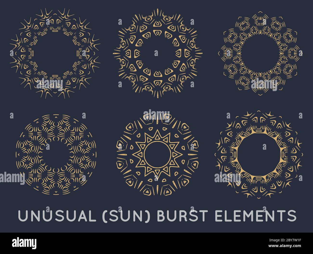 Sun burst vintage shapes collection set of sun ray frames retro vector ...