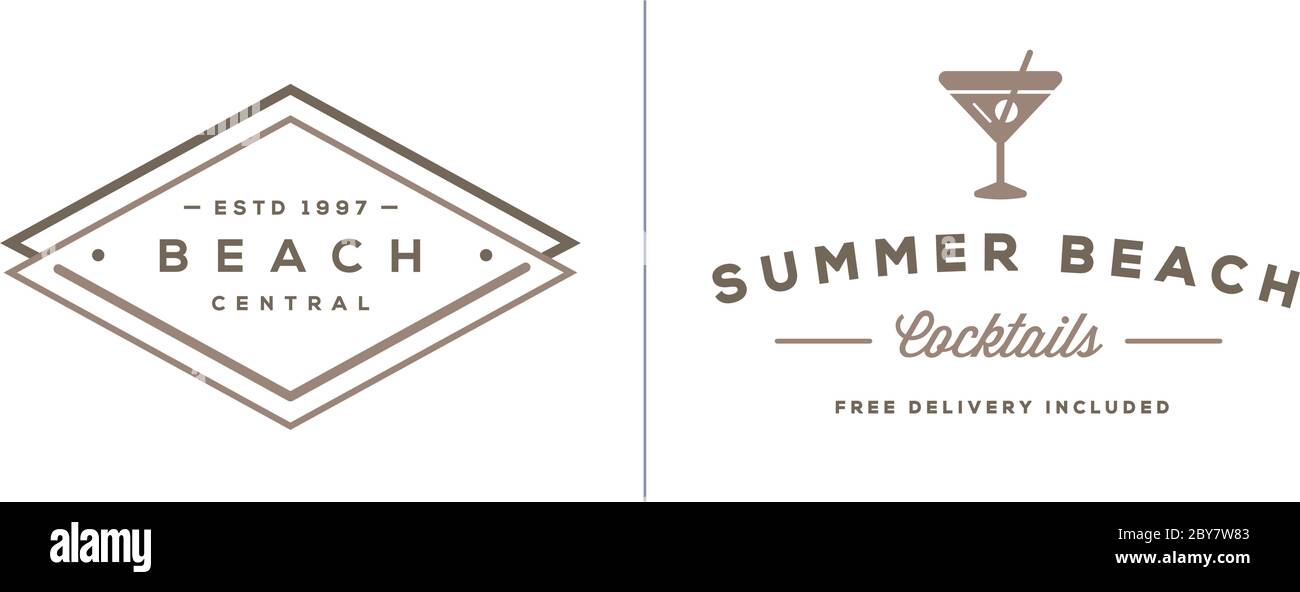 Set of Vector Beach Sea Bar Elements and Summer can be used as Logo or ...