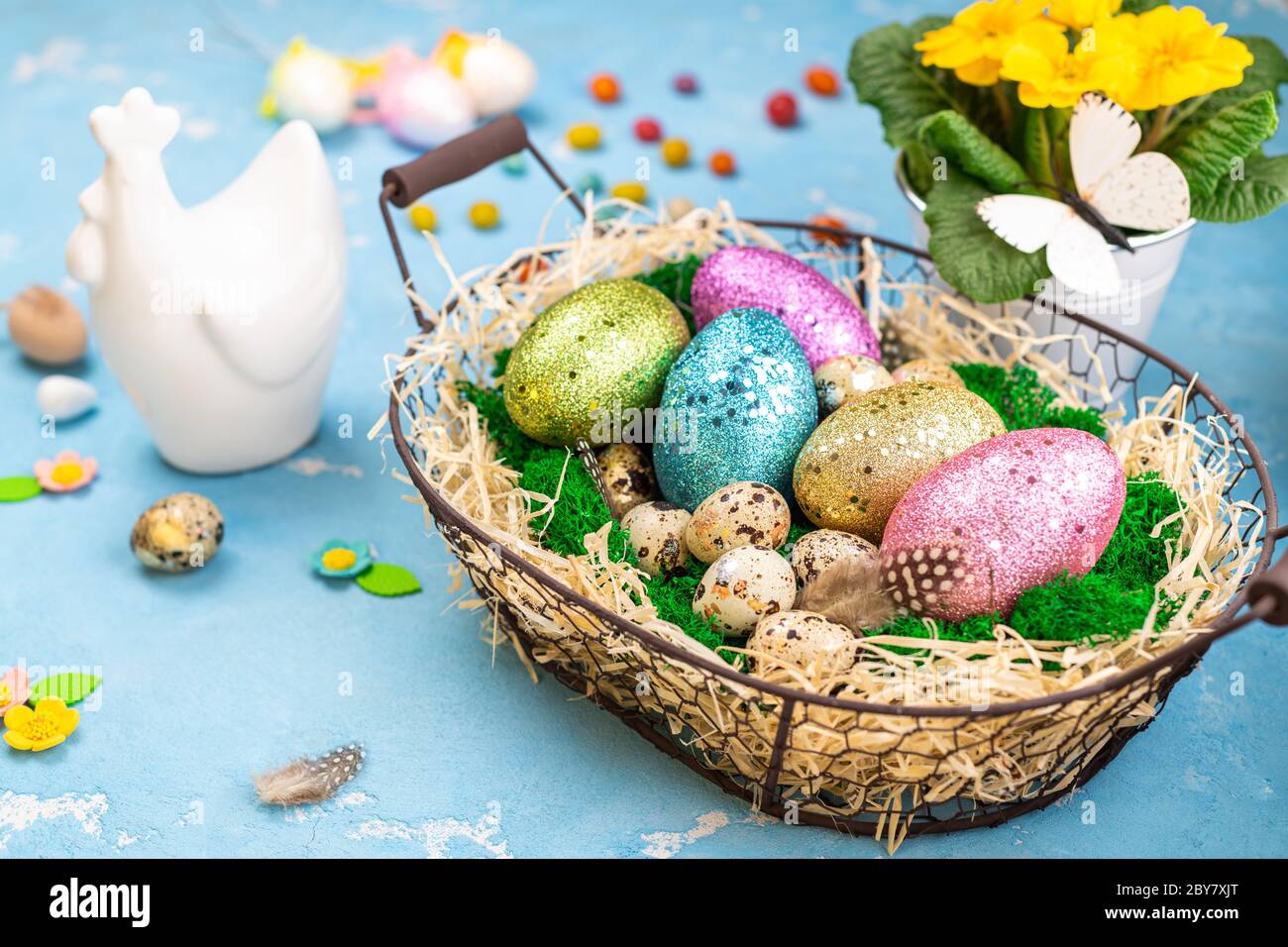 Spring Easter background for spring holidays. Easter composition with ...