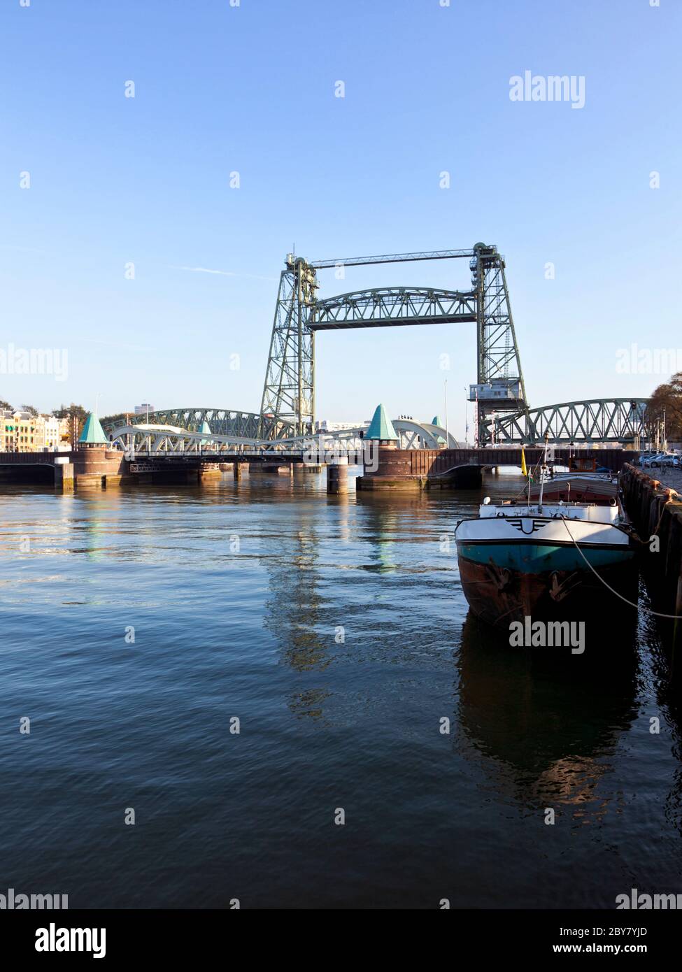 old railway lift bridge "De Hef" at Rotterdam, The Netherlands Stock ...