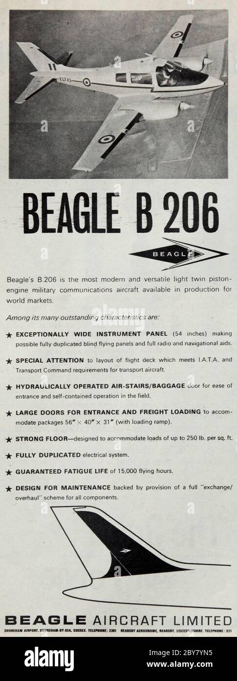 Vintage advertisement for the Beagle B206 light aircraft Stock Photo ...