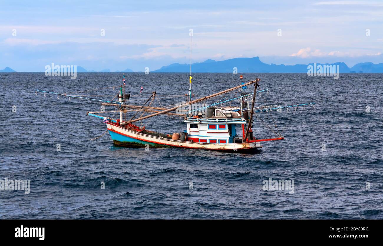 Thai fishing schooner at sea Stock Photo - Alamy