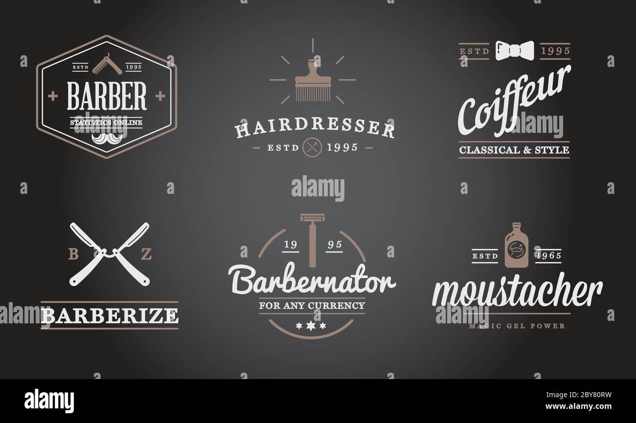 Set of Vector Barber Shop Elements and Shave Shop Icons Illustration ...