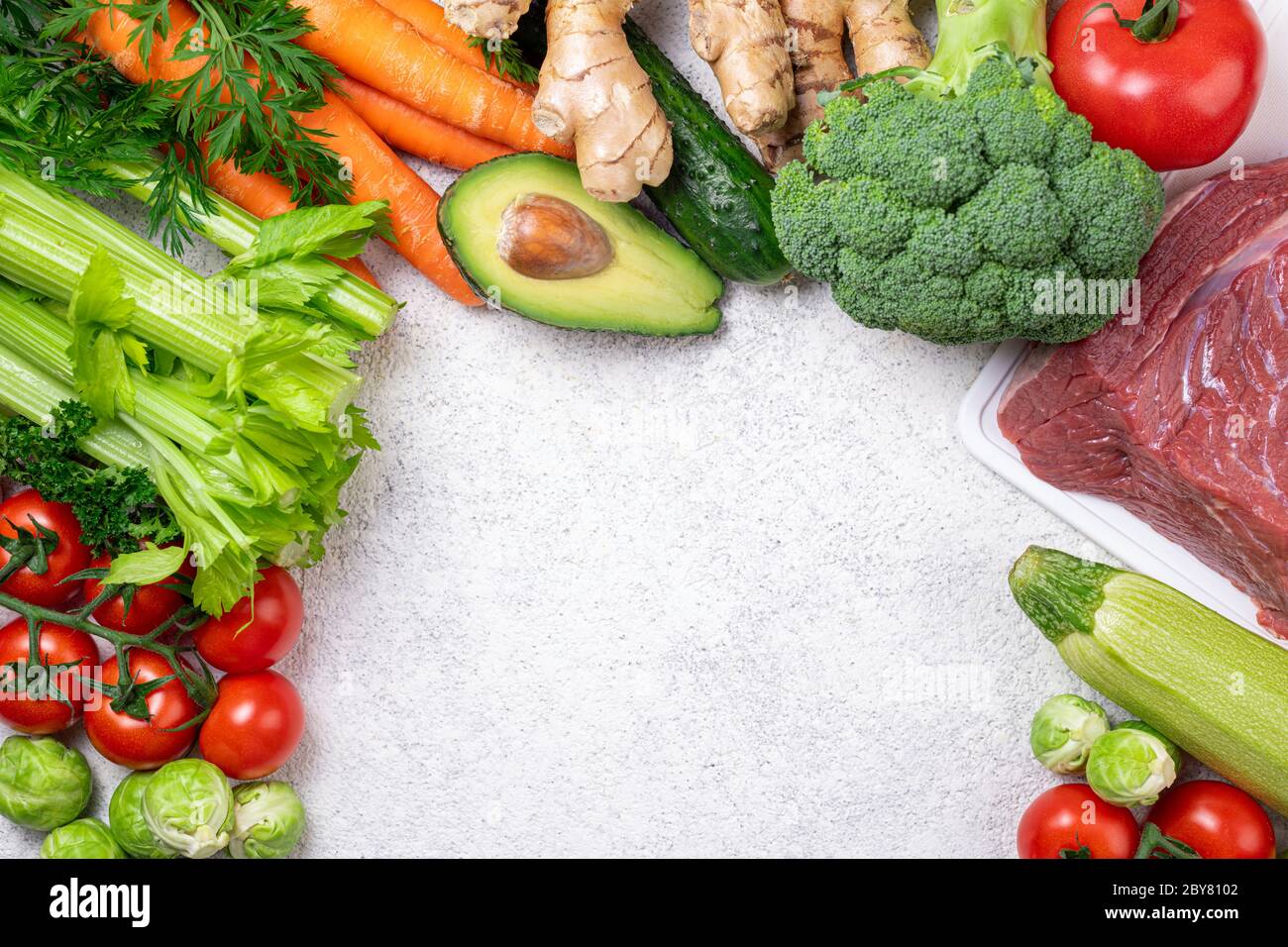 Balanced diet food background. Selection of various mediterranean diet ...