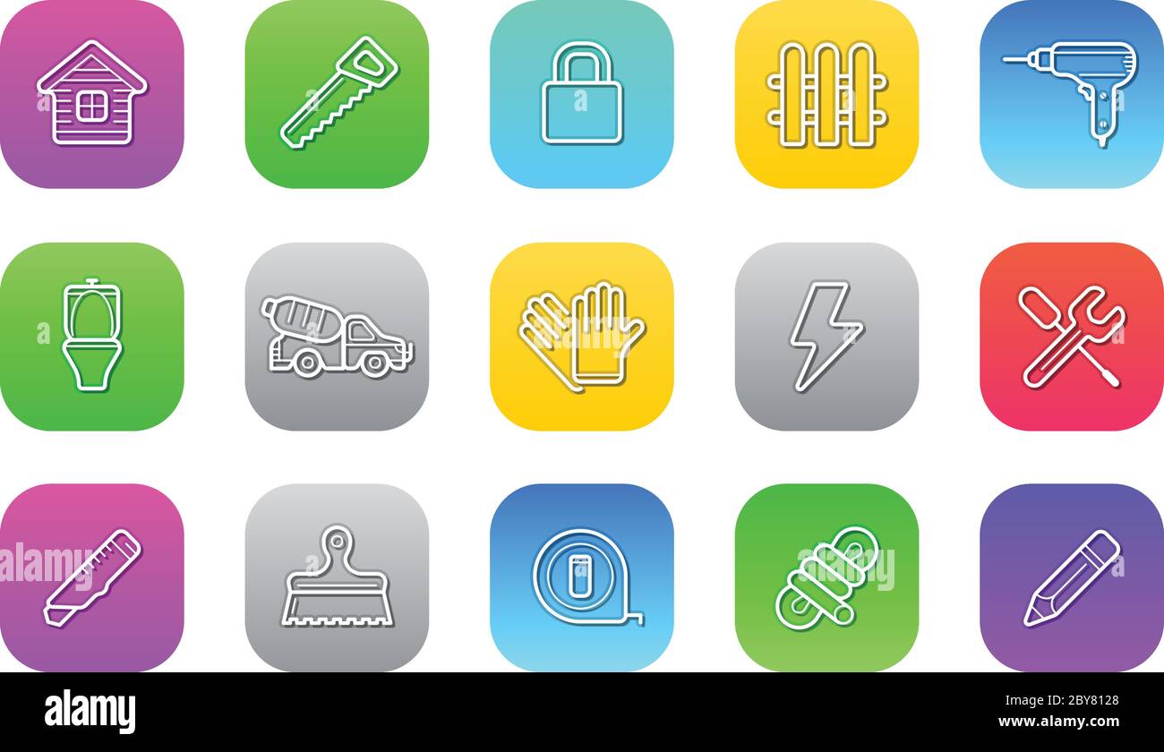 Set of Vector Construction Building Icons. Home and Repair. Can be used ...