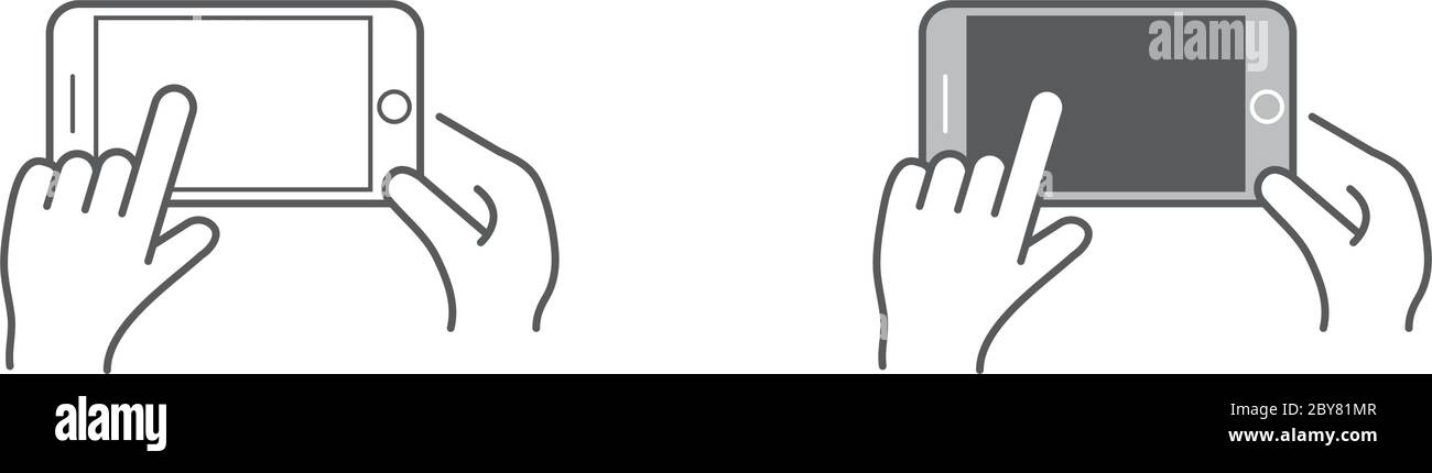 Set of Icons with Hands Holding Smart Device with Gestures Stock Vector ...