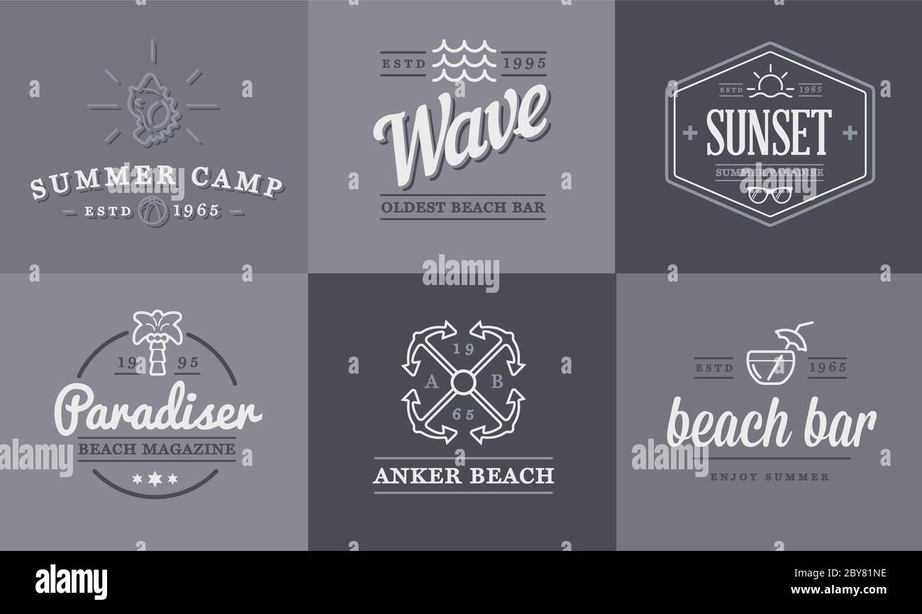 Set of Vector Beach Sea Bar Elements and Summer can be used as Logo or ...