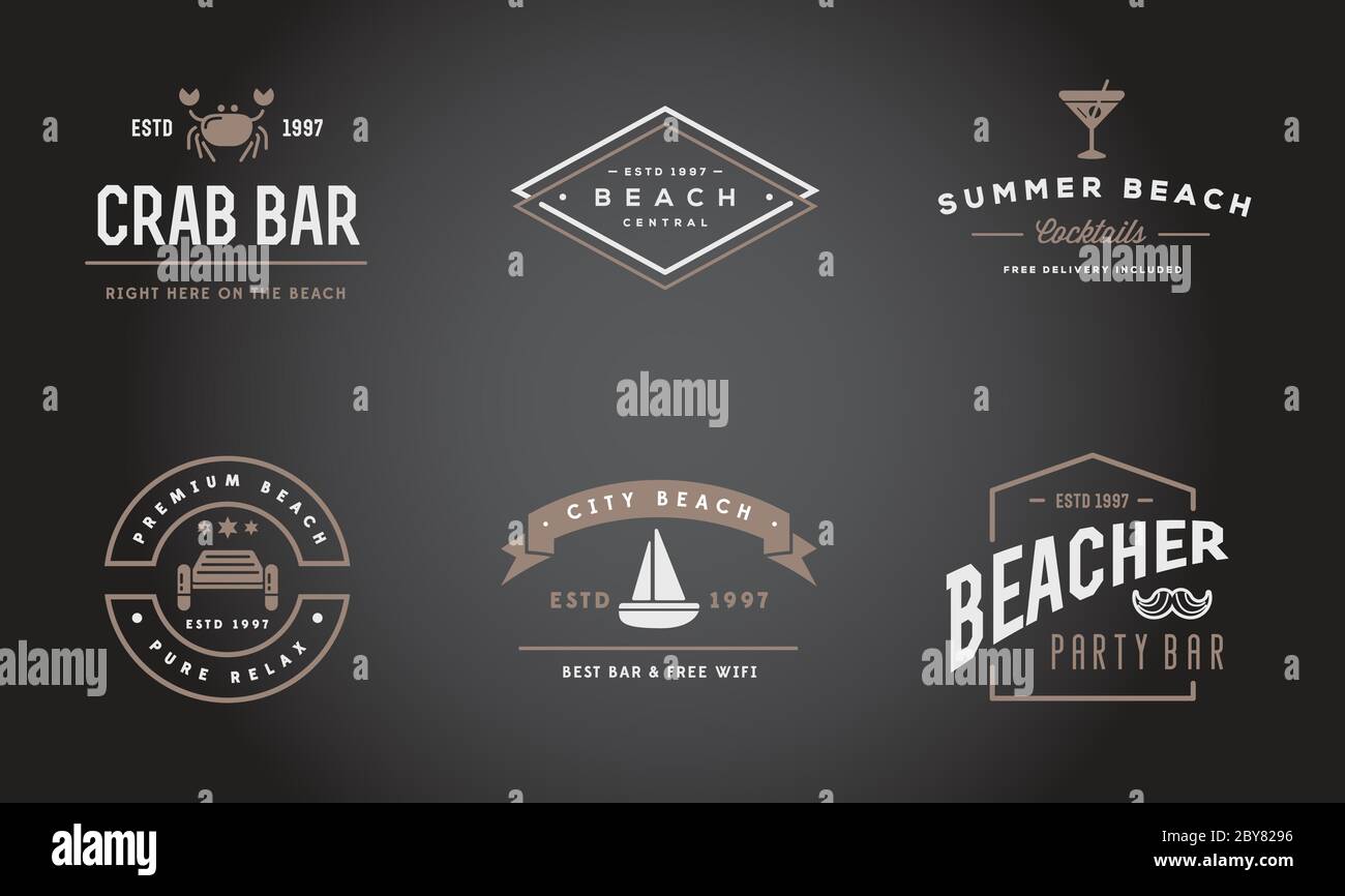 Set of Vector Beach Sea Bar Elements and Summer can be used as Logo or ...