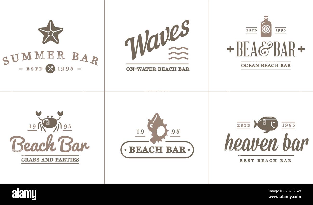 Set of Vector Beach Sea Bar Elements and Summer can be used as Logo or ...