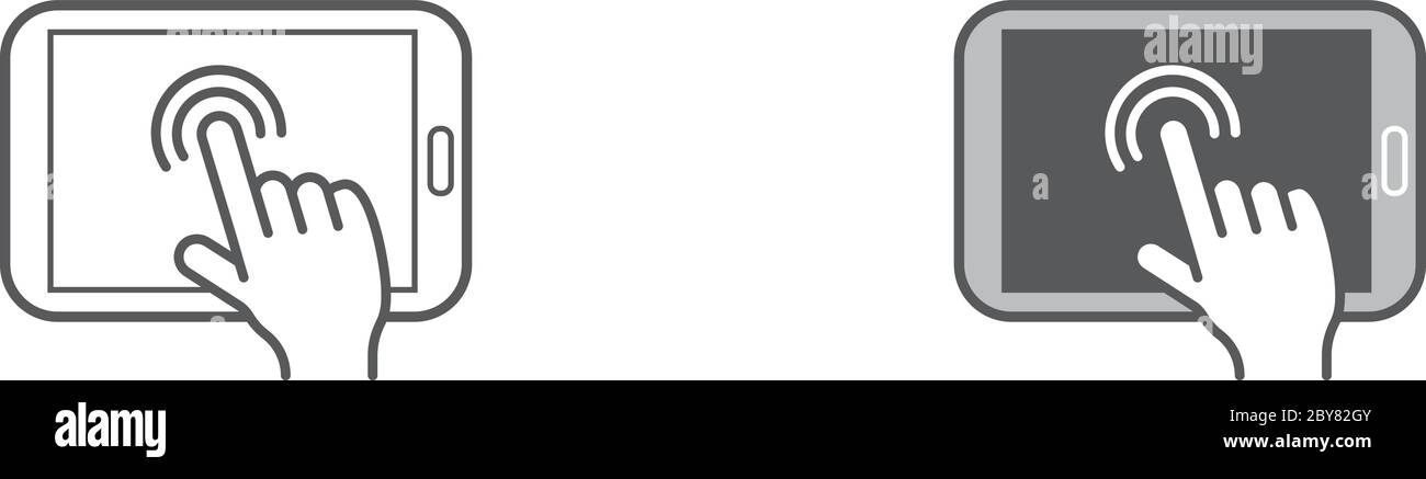 Set of Icons with Hands Holding Smart Device with Gestures Stock Vector ...