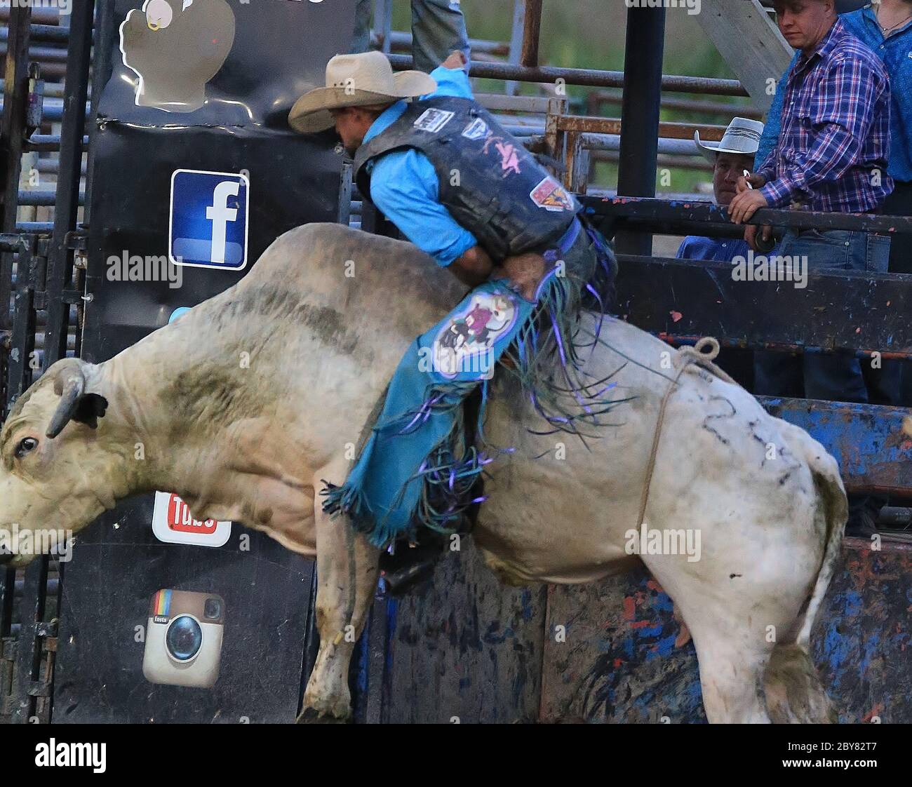 Cowboy Bull Riding Stock Photo - Alamy