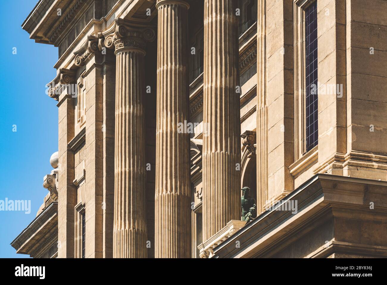 Facade with Ionic columns of the National Art Museum of Catalonia in ...