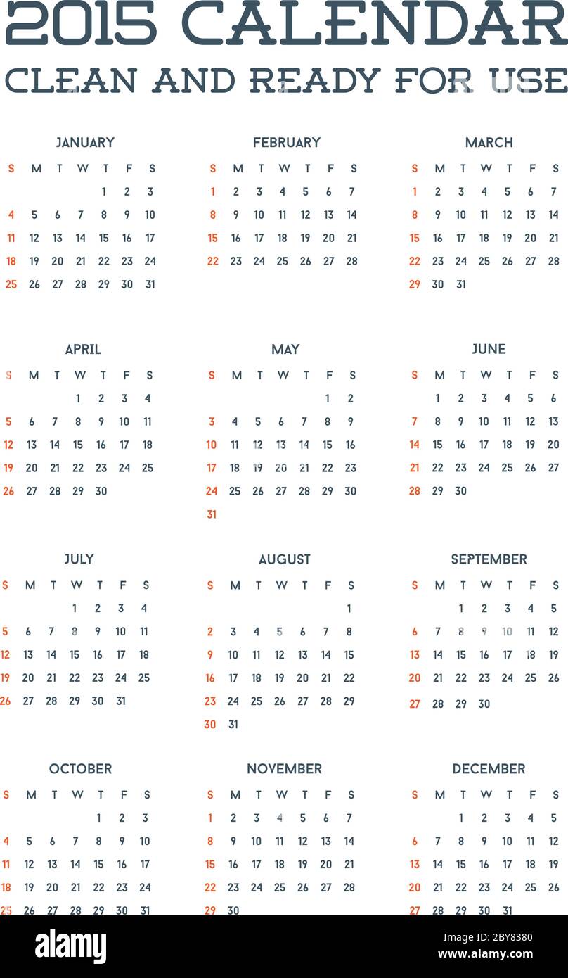 2015 Clean Calendar Template Mockup Brochure Business Simple and Ready ...