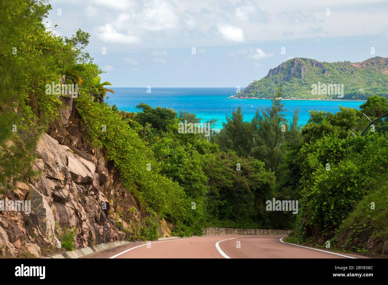 The road throught the island with a view to the ocean Stock Photo - Alamy