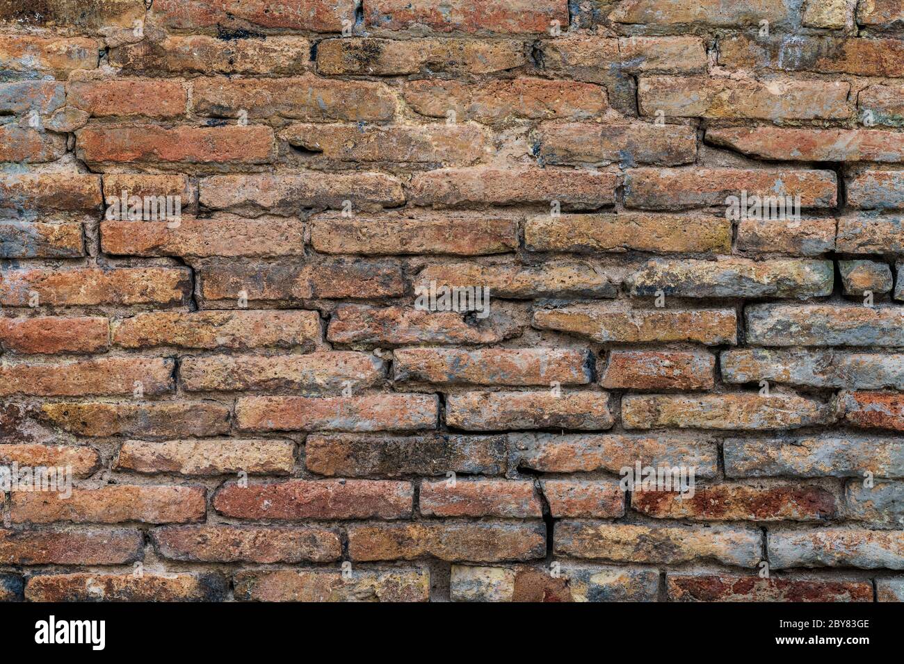 Texture of a weathered red brick wall of an old factory Stock Photo - Alamy