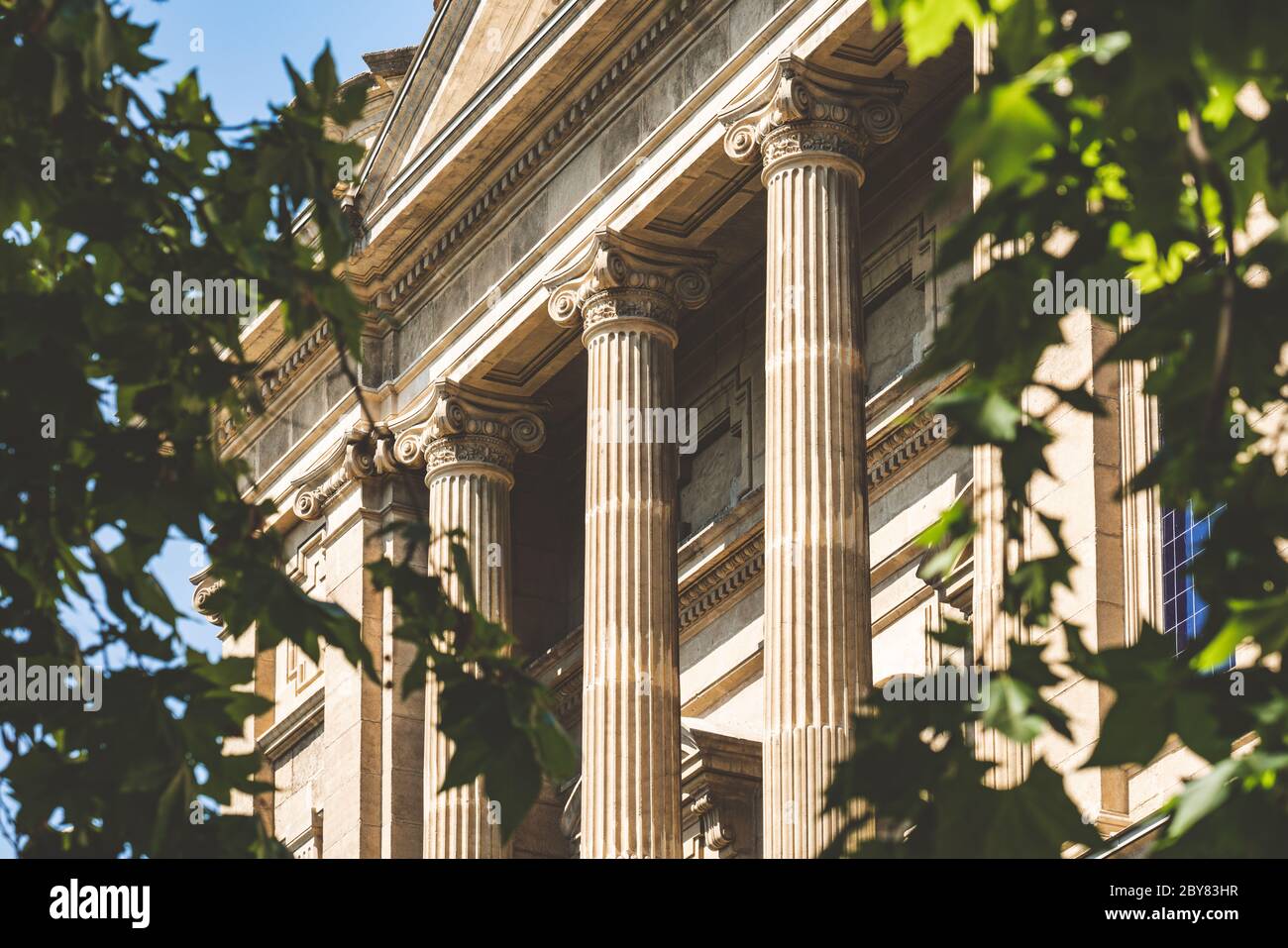 Ionic columns facade of the National Art Museum of Catalonia in ...