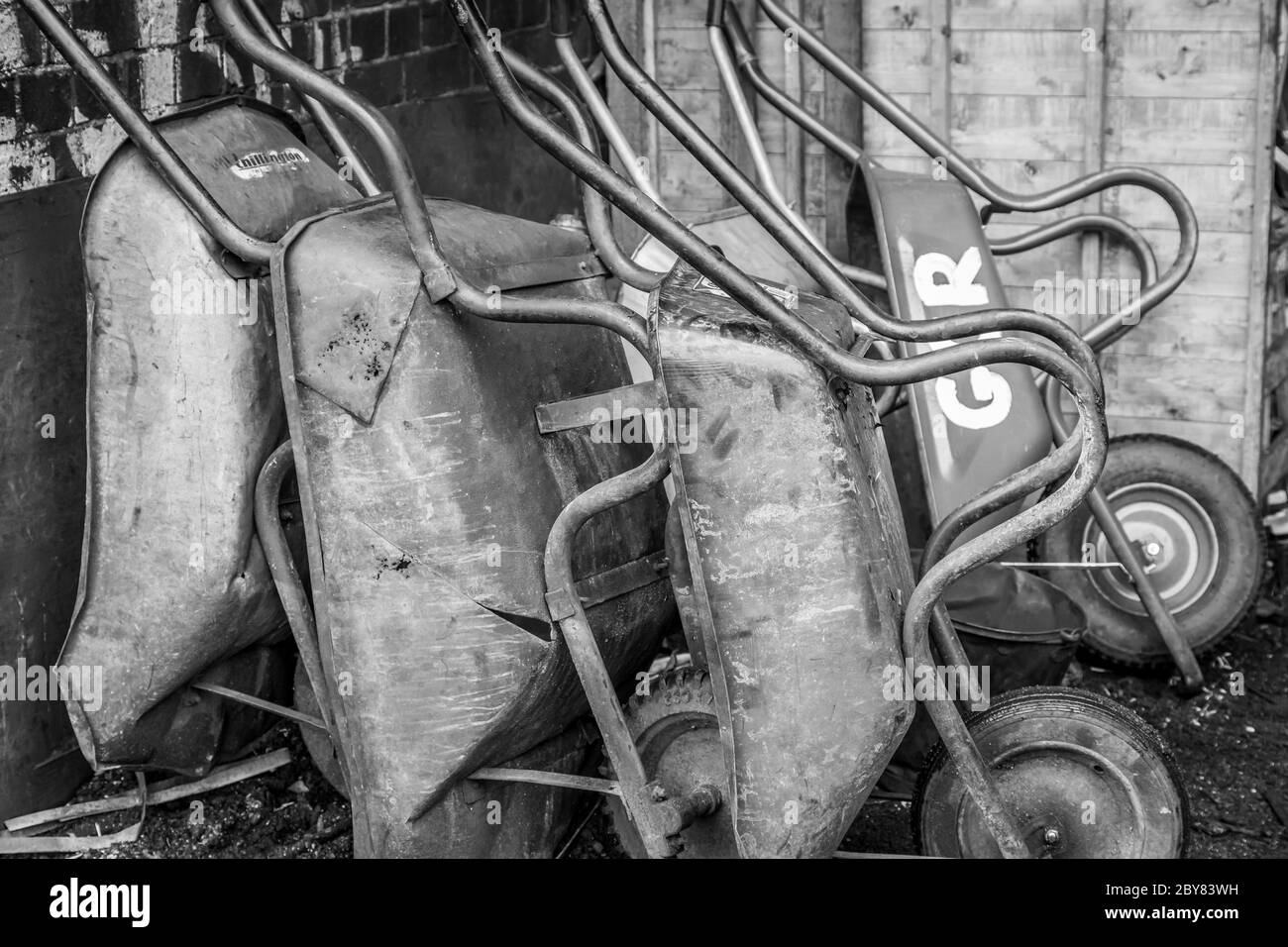 Wheelbarrows, Loughborough on the Great Central Railway Stock Photo - Alamy