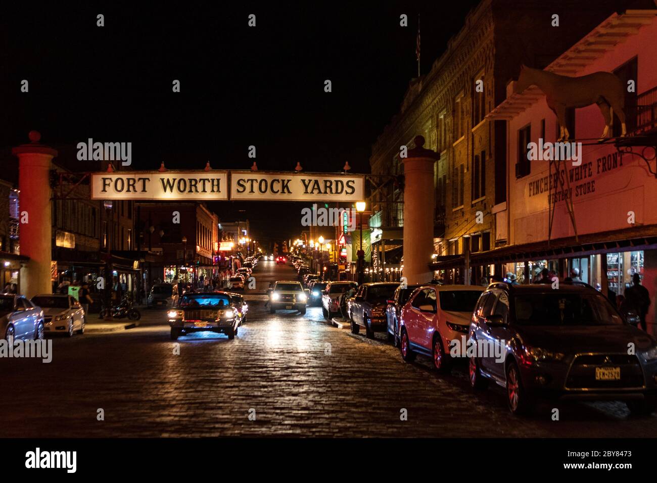 Fort Worth, Stockyards,Texas,USA,night Stock Photo - Alamy