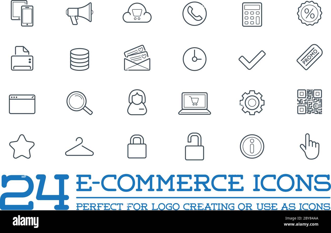 Set of Vector E-Commerce Icons Shopping and Online can be used as Logo ...