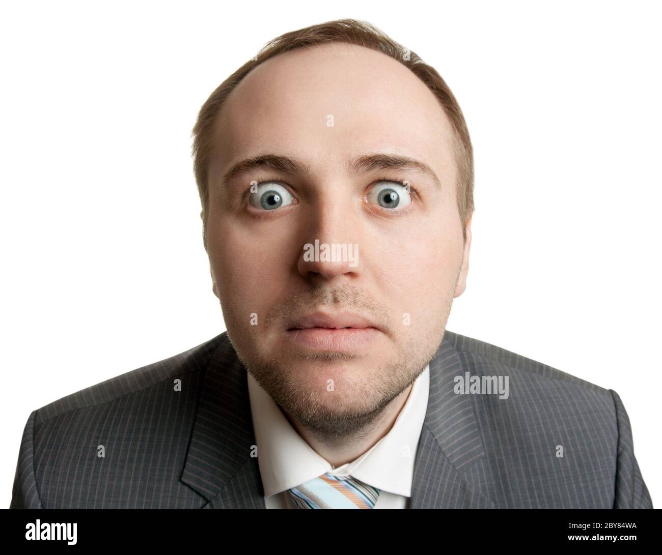 mad manager on white background Stock Photo - Alamy