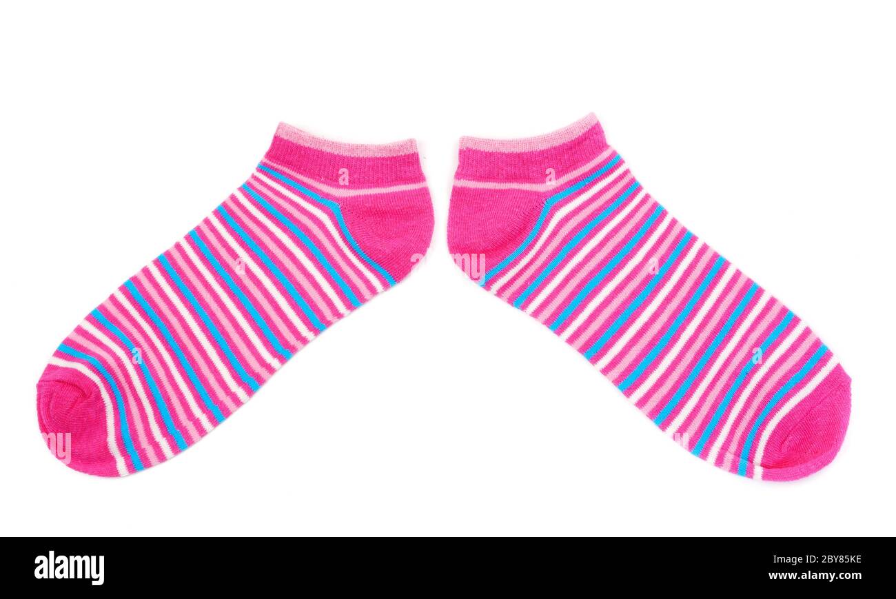 striped socks isolated on white Stock Photo - Alamy