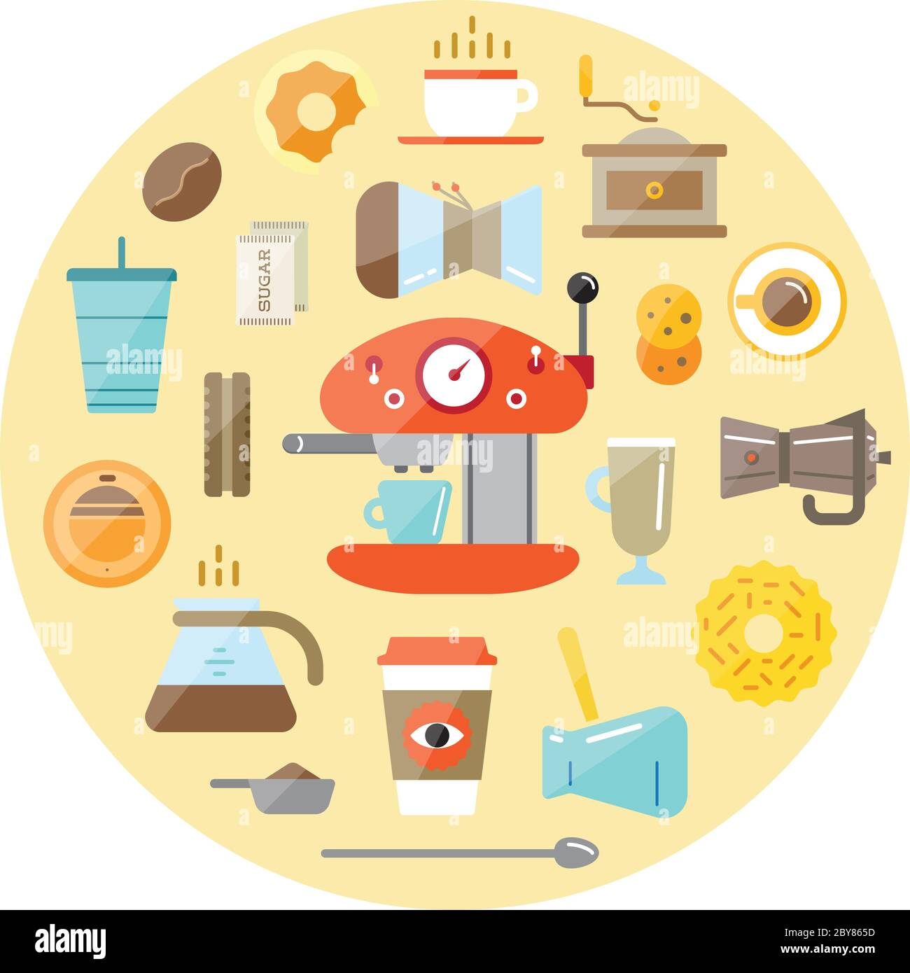 Set of Vector Coffee Elements and Coffee Accessories Illustration can ...