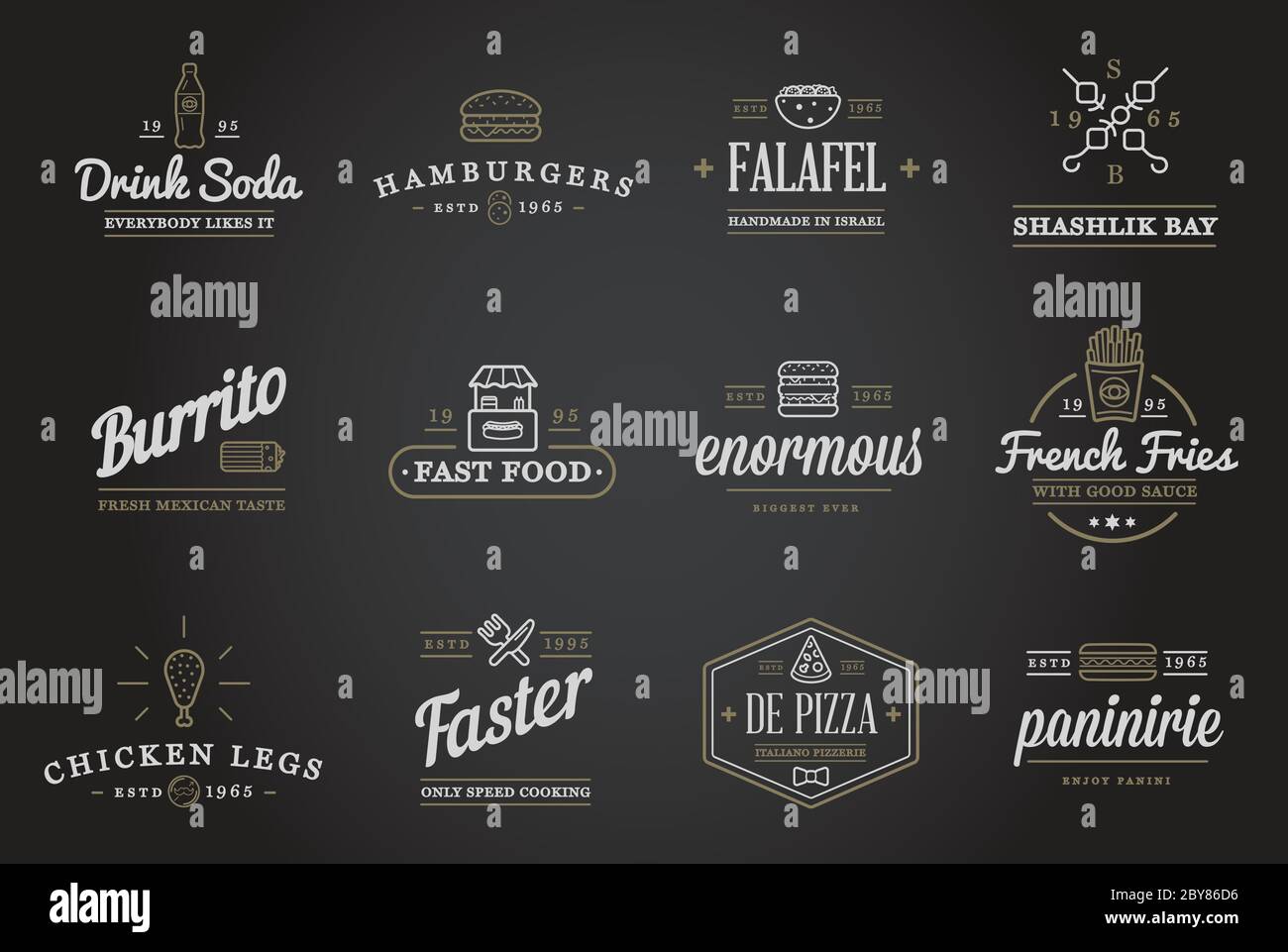 Set of Vector Fastfood Fast Food Elements Icons and Equipment as ...