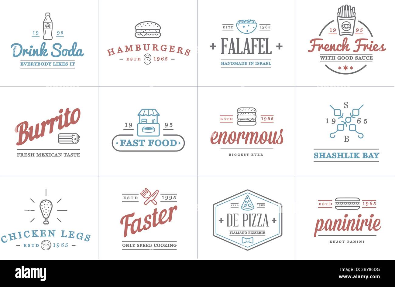 Set of Vector Fastfood Fast Food Elements Icons and Equipment as ...