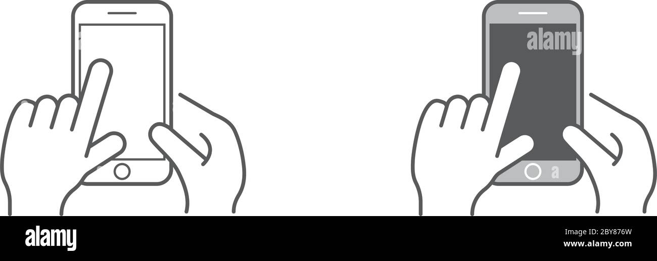 Set of Icons with Hands Holding Smart Device with Gestures Stock Vector ...