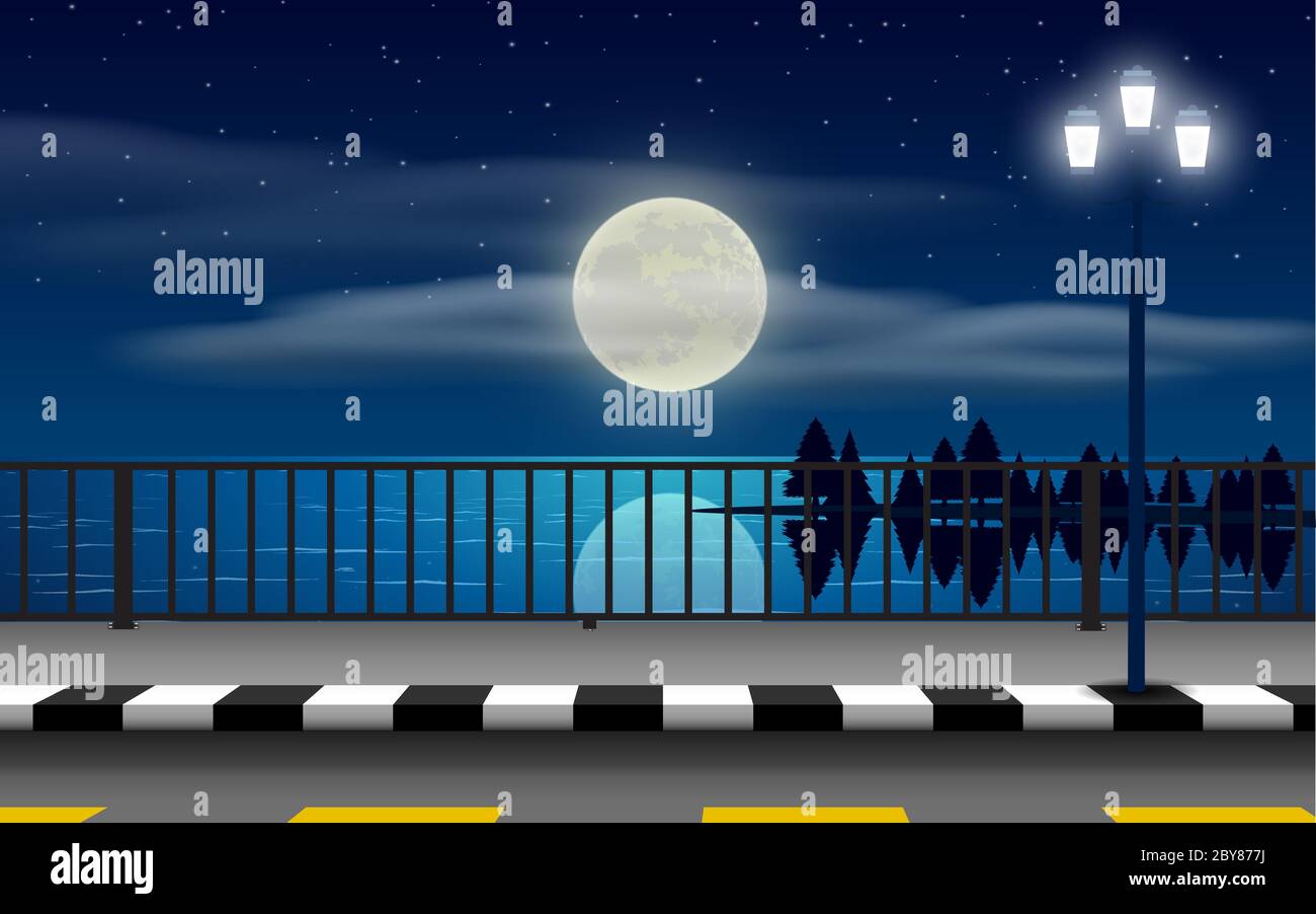 Beautiful view road night Stock Vector Images - Alamy