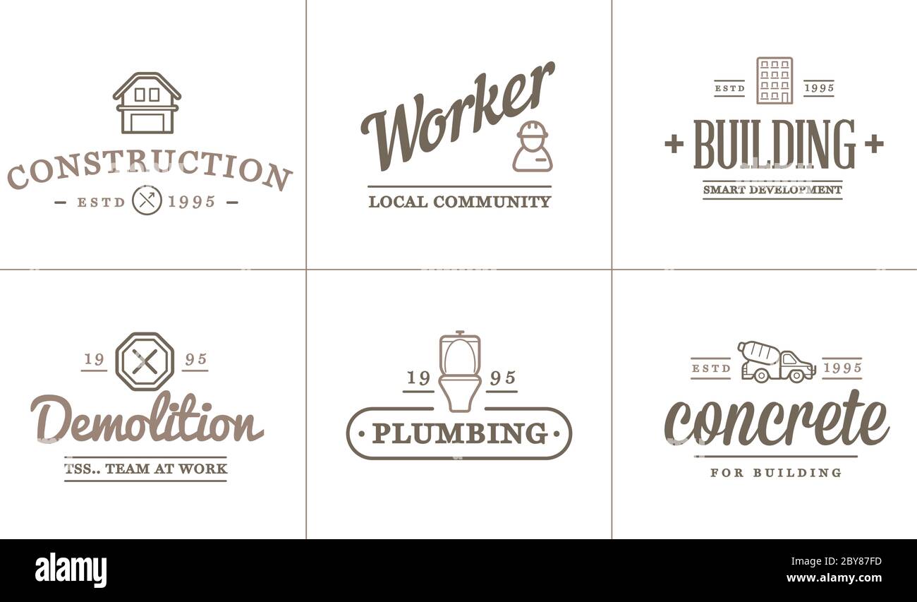 Set of Vector Construction Building Icons Home and Repair can be used ...