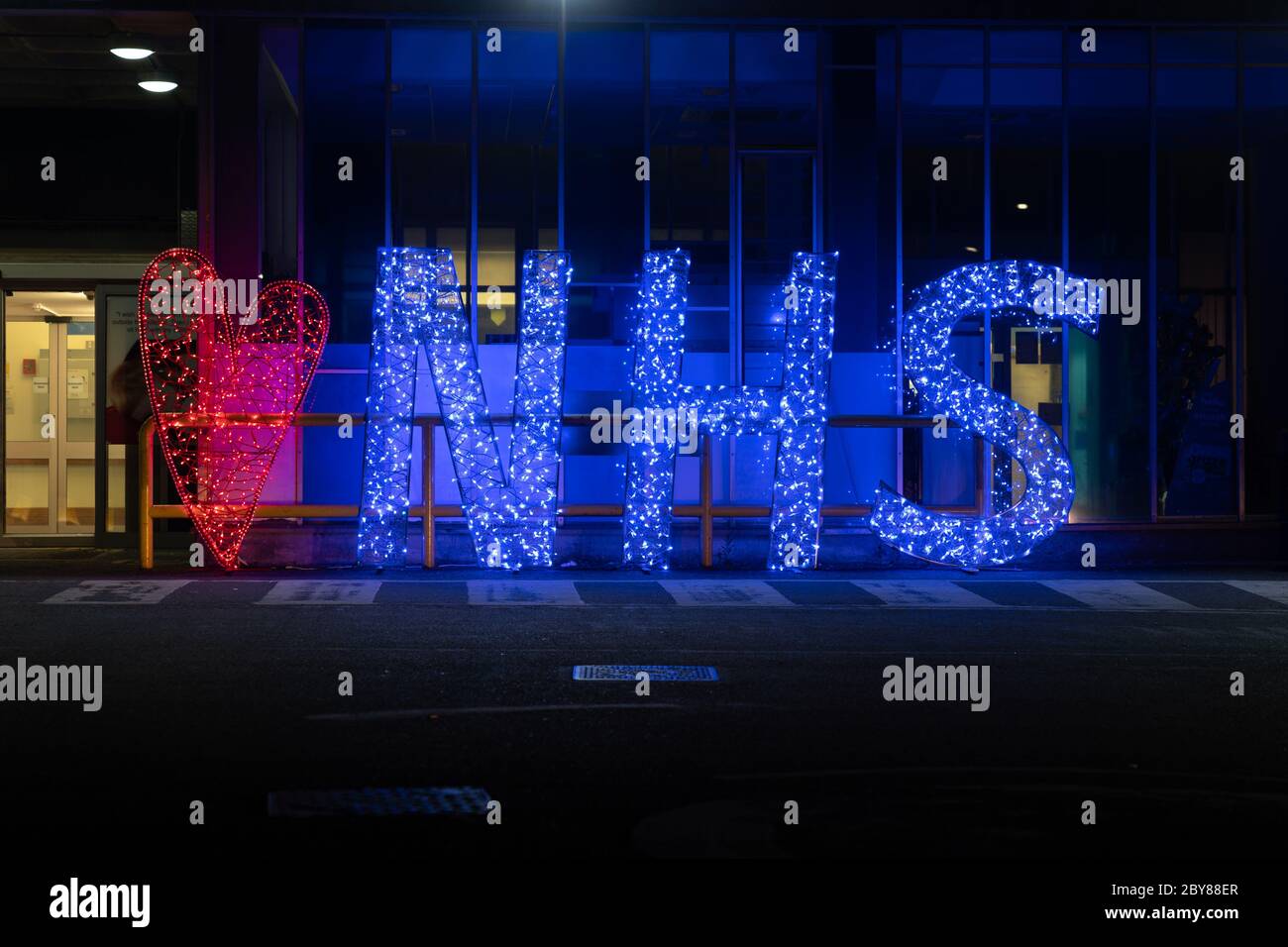 Huge light-up Love Heart NHS sign illuminated during the COVID-19 ...