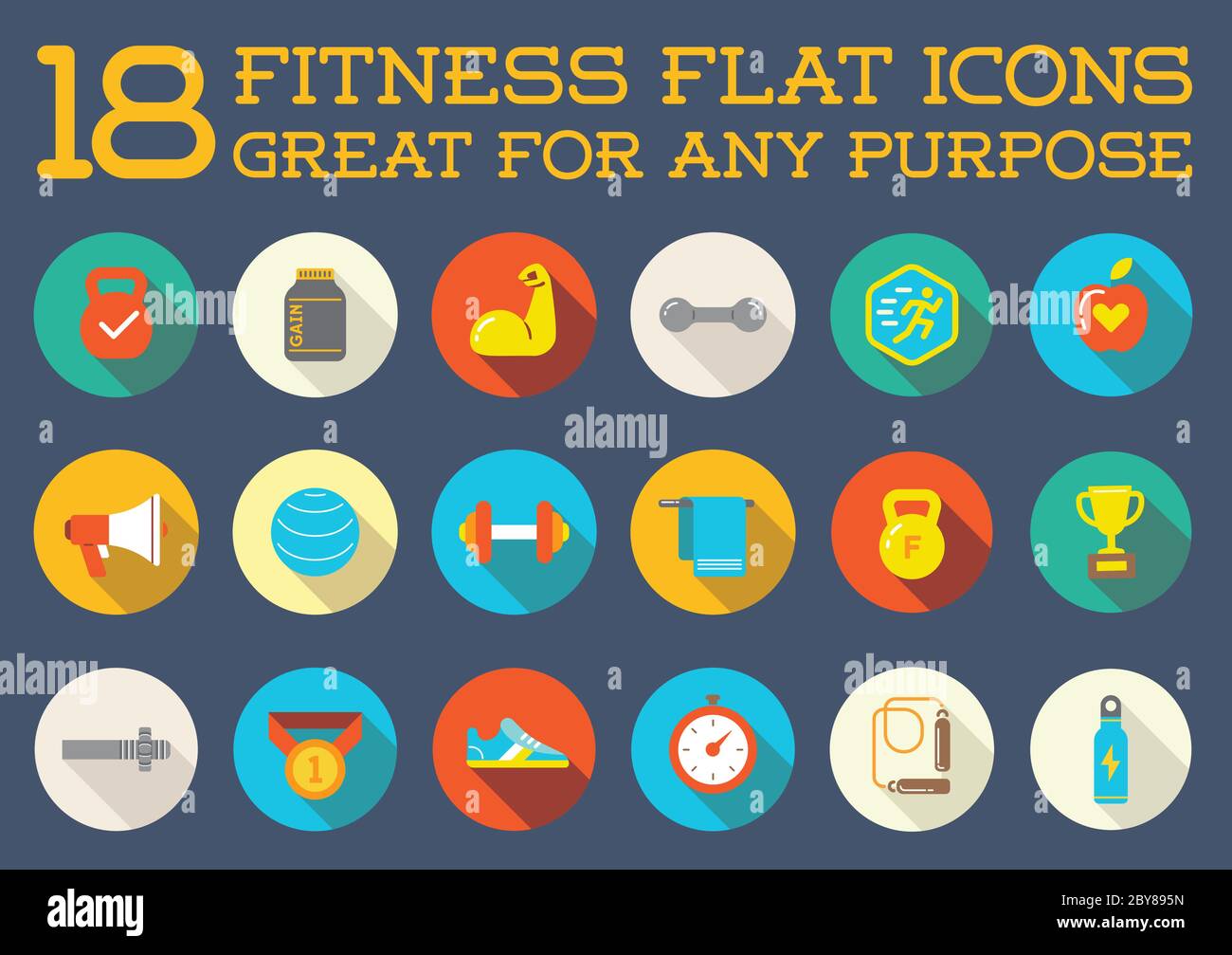 Set of Vector Fitness Aerobics Gym Elements and Fitness Icons ...